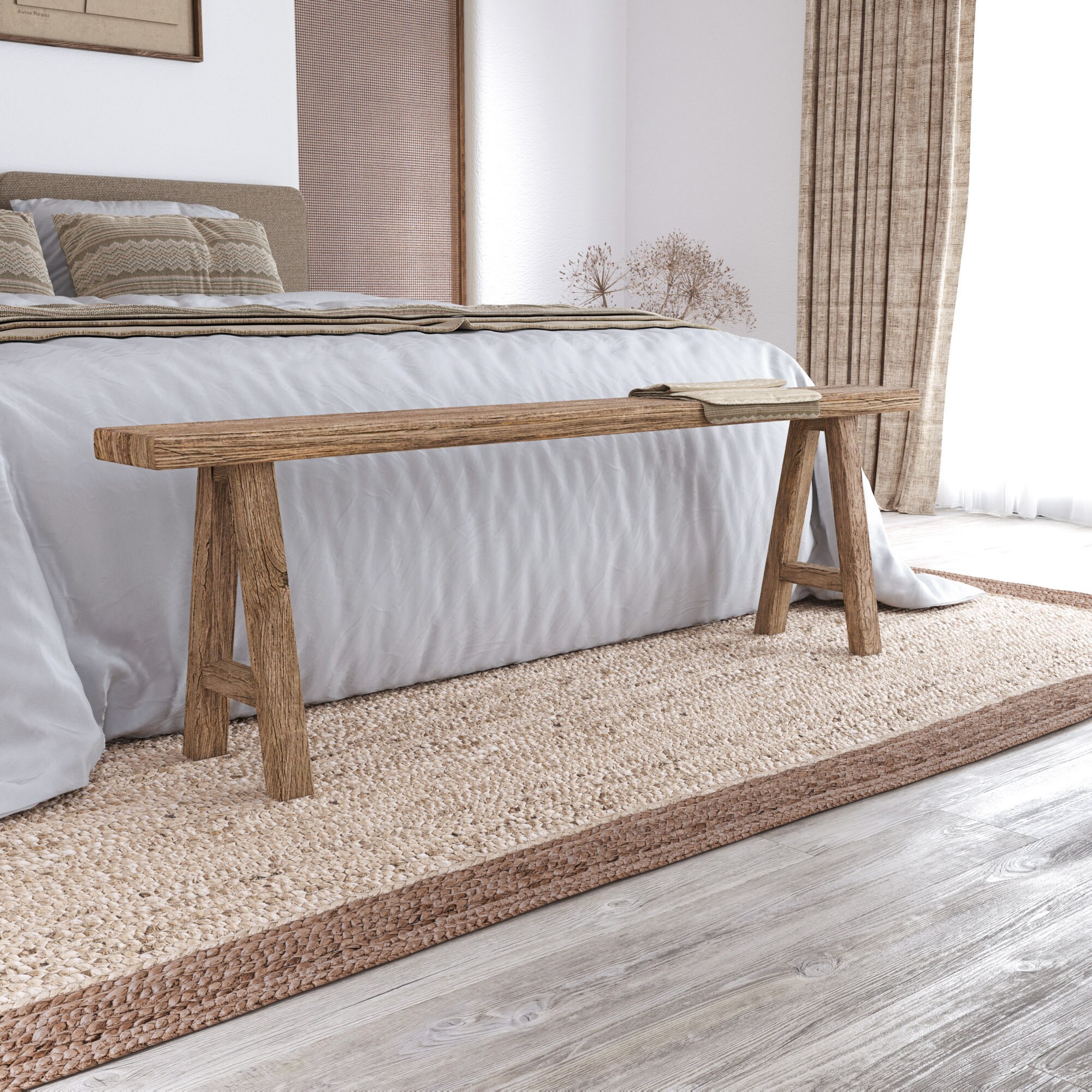 Antique Rustic Skinny Bench Wood Bench Reclaimed Wood Seating Vintage ...