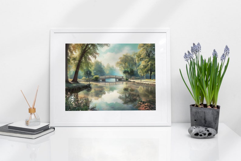 Printable Park Footbridge Art | Digital Download | Bridge Painting ...