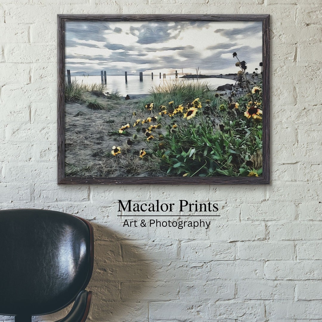 Printable Daisy Wildflower Beach Ocean Print | Digital Download Wall ...