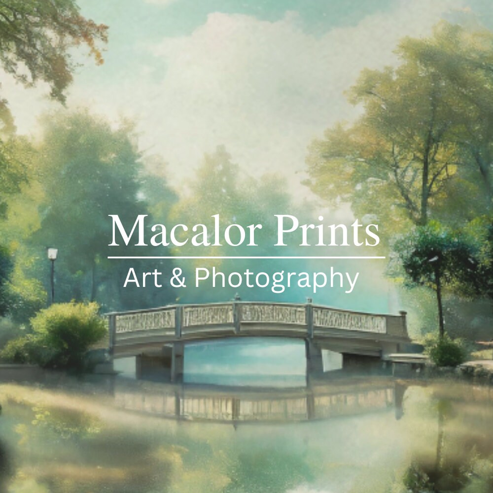Printable Park Footbridge Art | Digital Download | Bridge Painting ...