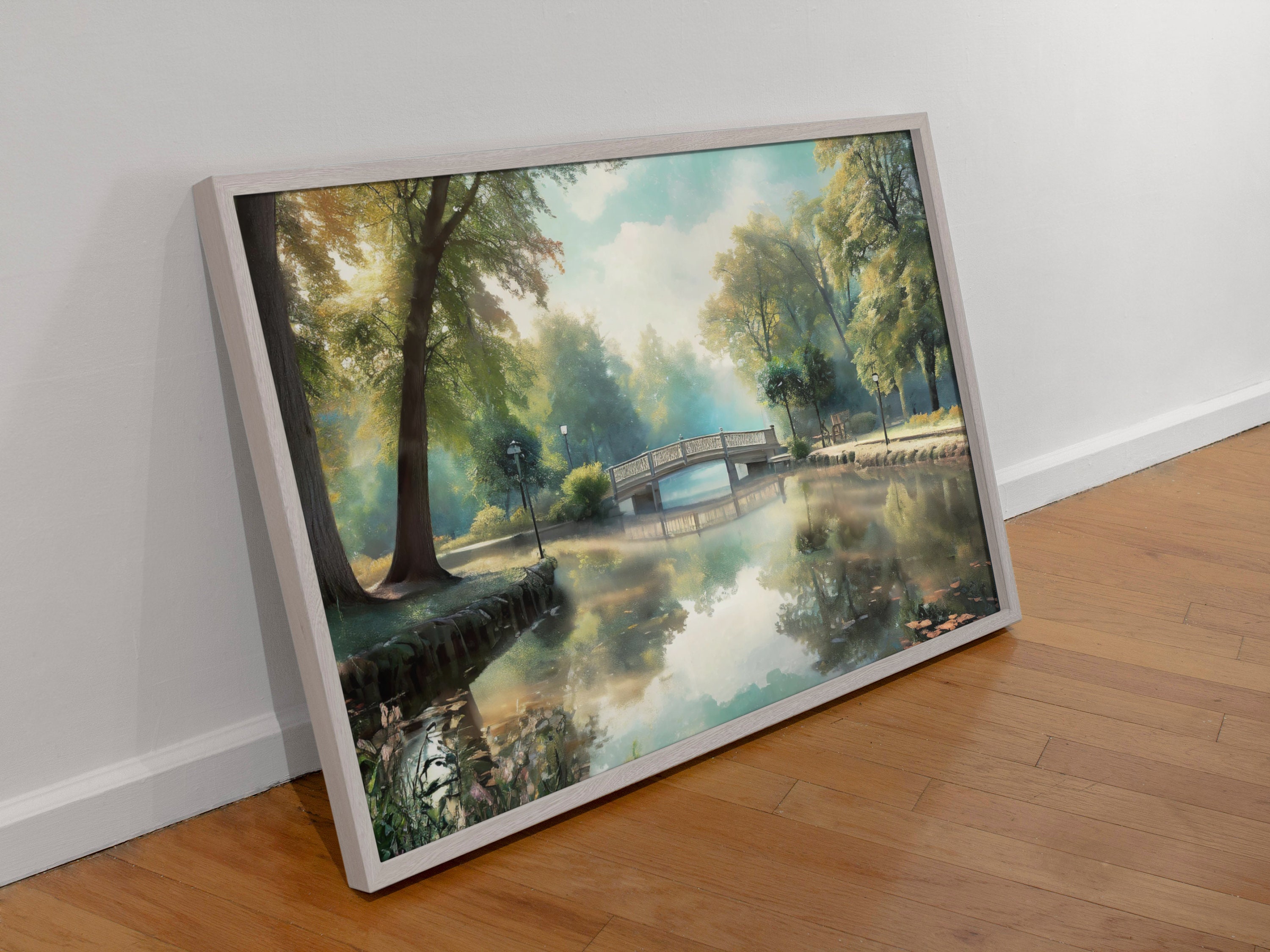 Printable Park Footbridge Art | Digital Download | Bridge Painting ...