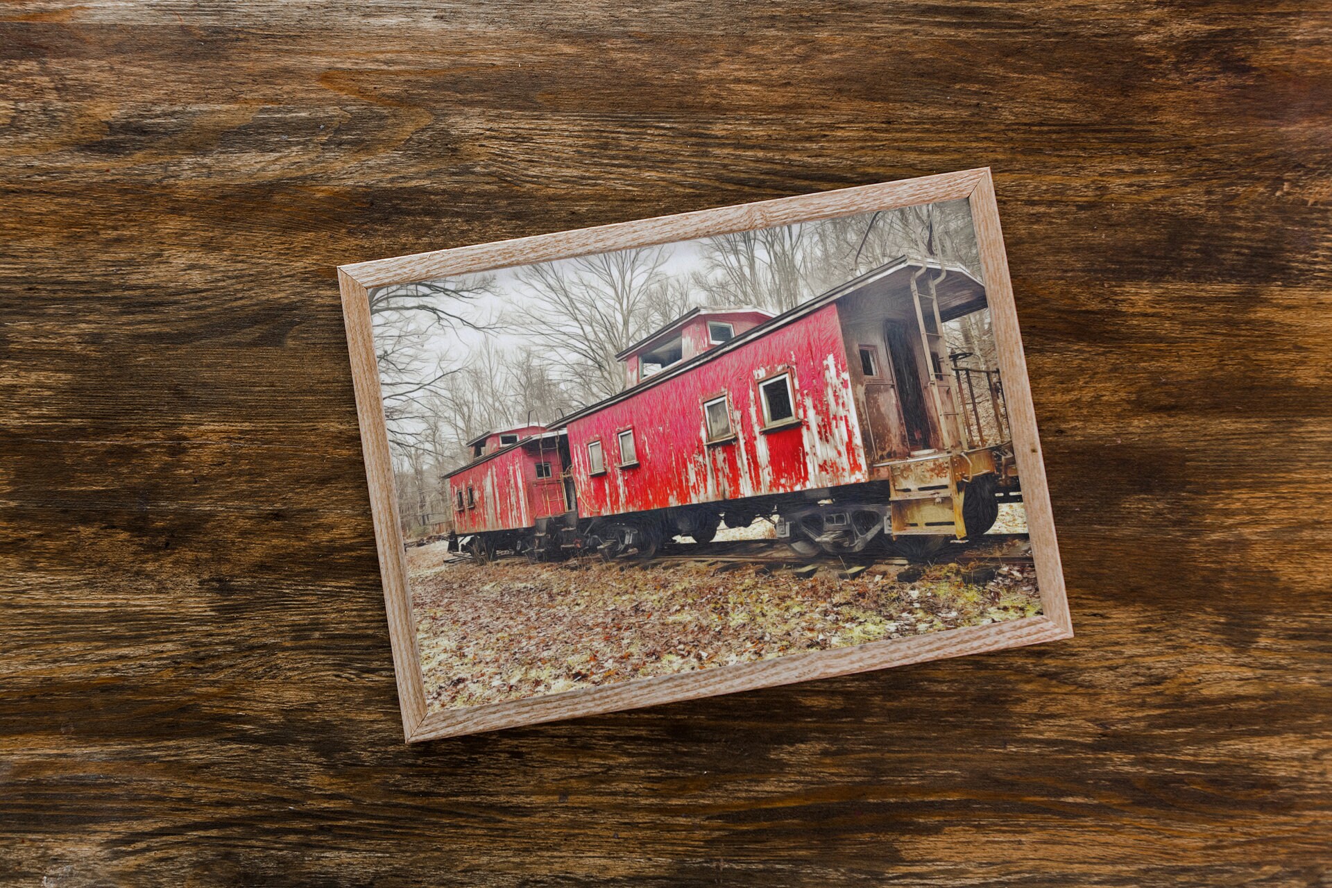 Printable Vintage Red Train Downloadable Artwork Railroad Wall Art ...