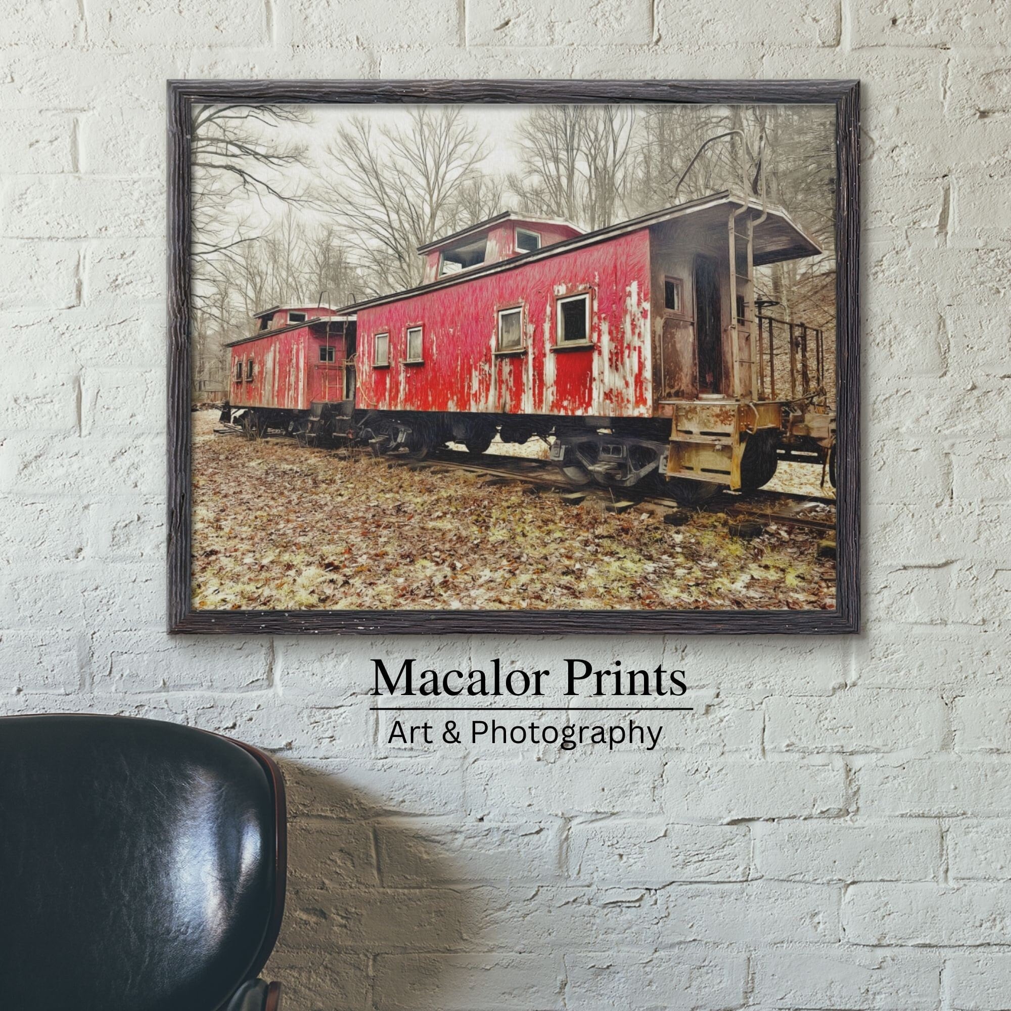 Printable Vintage Red Train Downloadable Artwork Railroad Wall Art ...