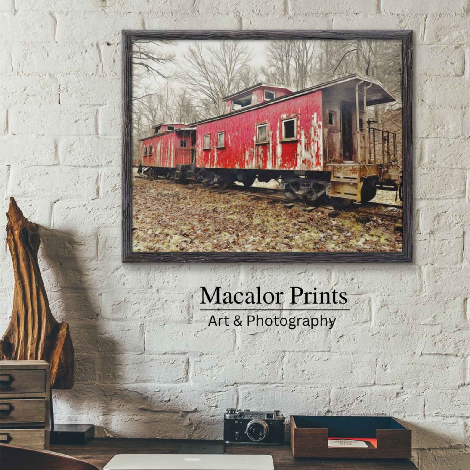 Printable Vintage Red Train Downloadable Artwork Railroad Wall Art ...