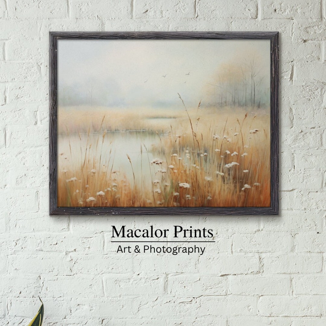 Printable Wildflower Marsh Lake Landscape Wall Art Print | Digital ...