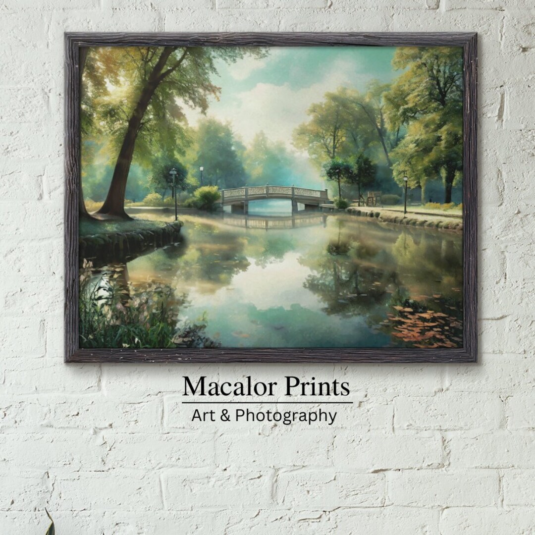 Printable Park Footbridge Art | Digital Download | Bridge Painting ...