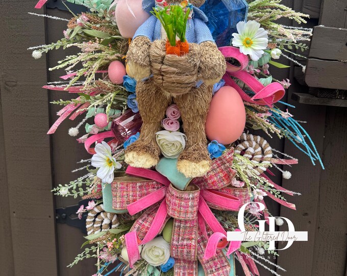 Easter/spring Bunny Swag Wreath Front Door Wreath Spring Decor Xl Wreath for Door Spring Wreath ...
