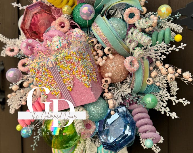 Pastel Candy Festive Wreath Pastel Jewel Sweets Wreath Whimsical ...