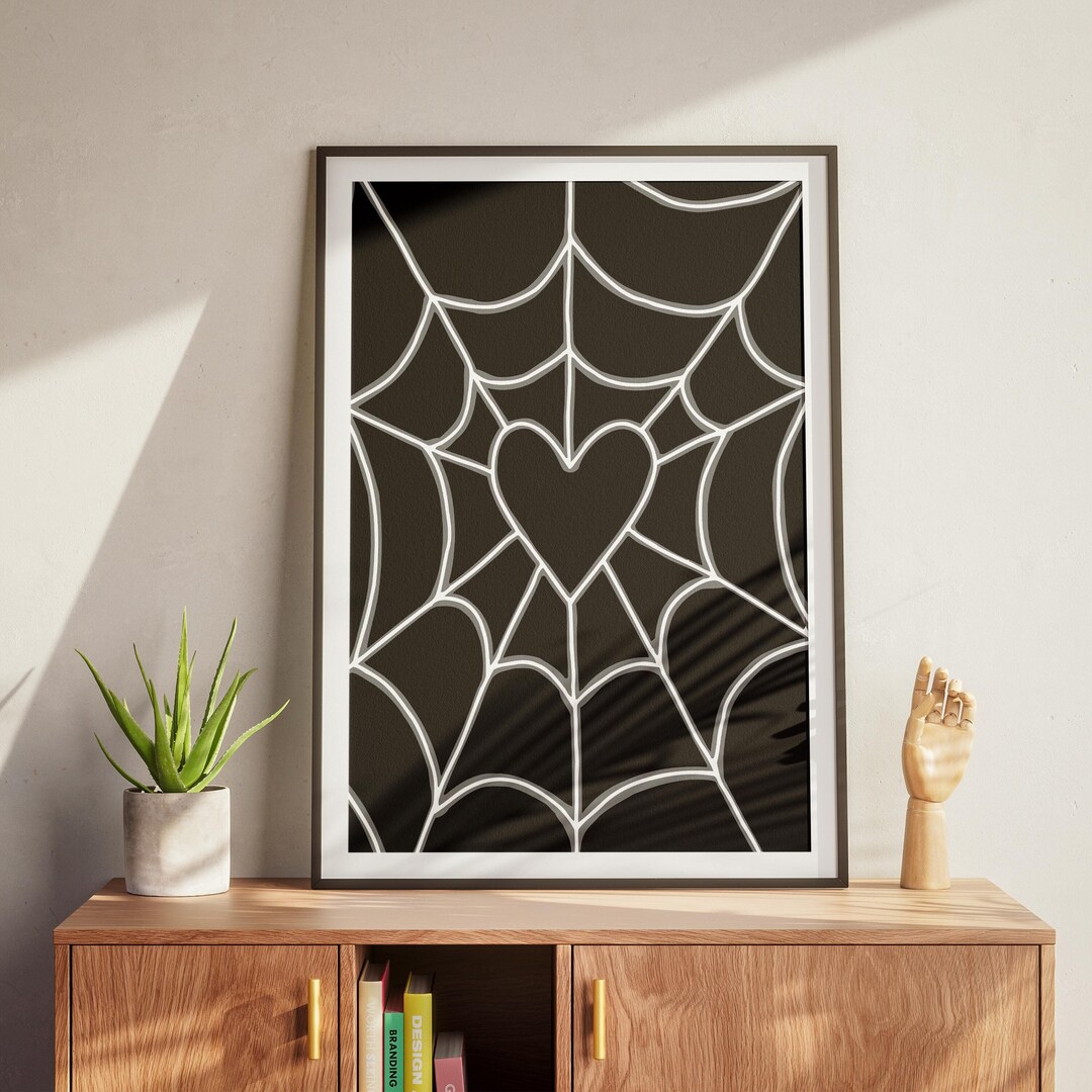 Heart Shaped Spider Web Poster | Trendy Halloween Decor | Halloween ...