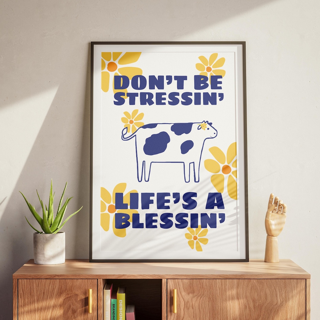 Cute Cow Print | Motivational Quote | Retro Poster | Animal Wall Art ...