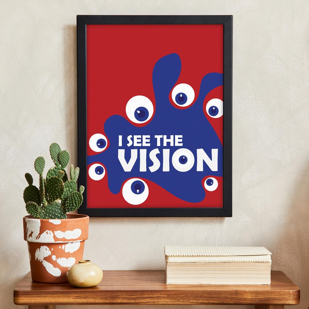 Playful Surrealist Print | Typography Print | Eyes Design | Maximalist ...