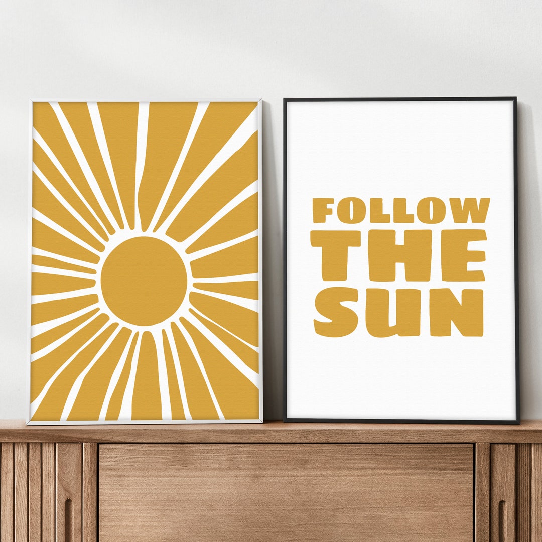 Summer Vibes Posters Follow the Sun Typography Goldenrod Yellow Beach ...