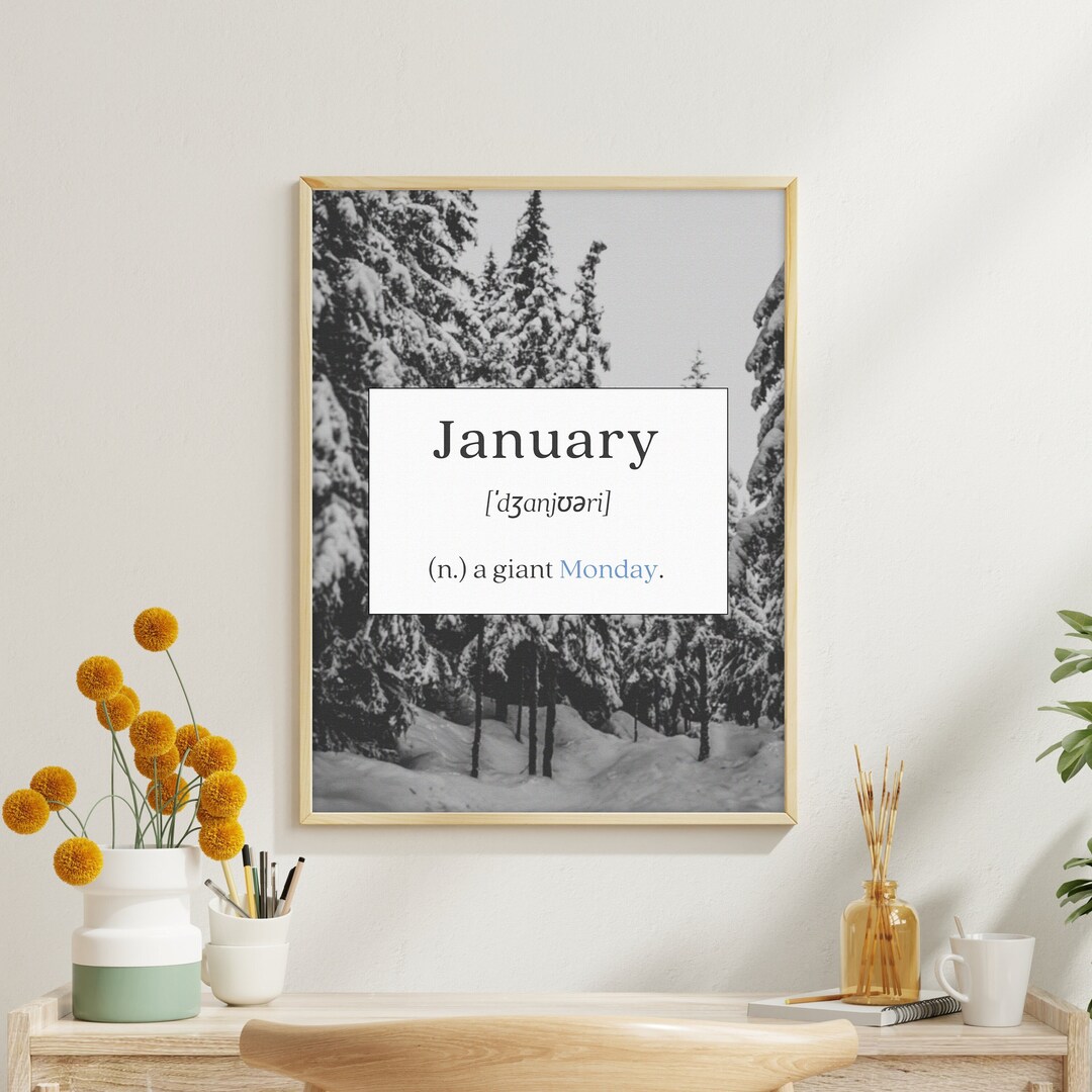 Funny January Definition Print | Word Definition Wall Art | Typography ...