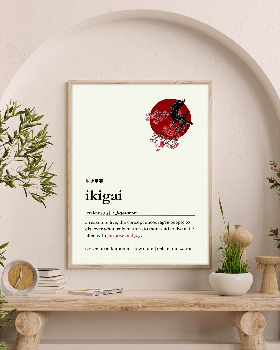 Ikigai Word Definition Print | Typography Poster | Japanese Philosophy ...