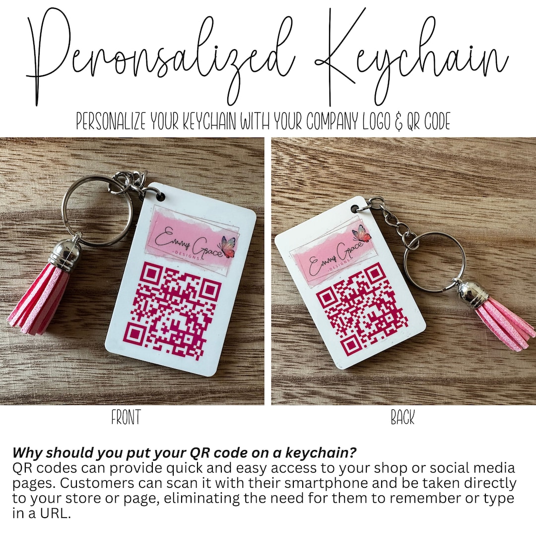 Personalized Keychain With Company Logo and QR Code - Branding, Gifts ...