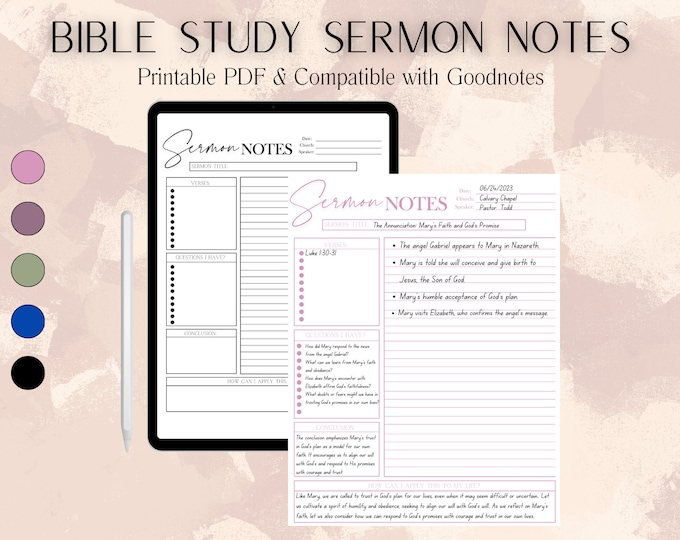 52 Week Sermon Notes Journal | Guided Sermon Notebook | Gift for ...