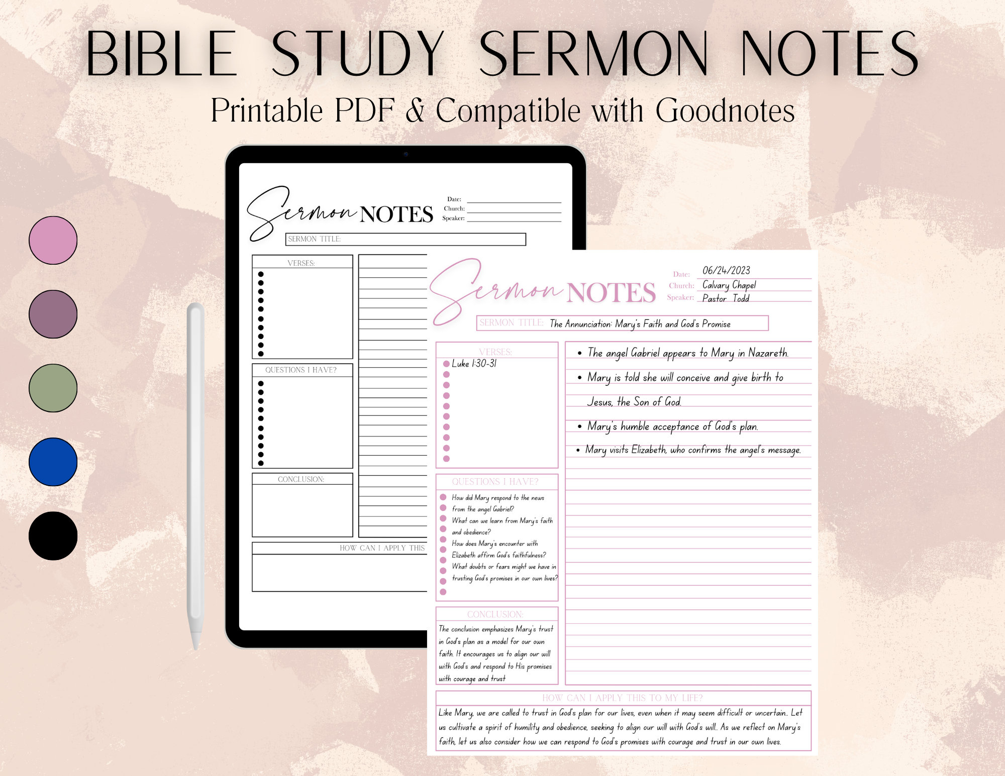 Bible Study Sermon Notes- Printable PDF & Downloadable - Etsy