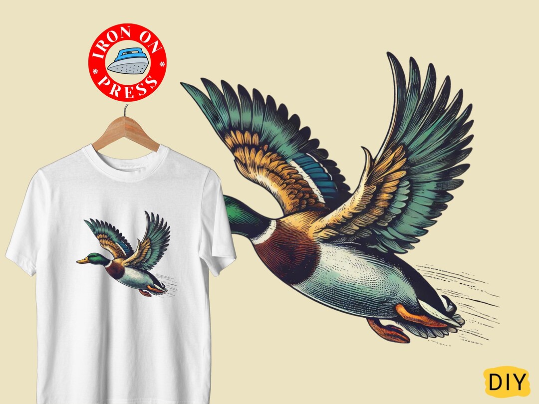 DTF, Flying Mallard Duck Dtf Transfer, Iron On, Flying Duck Dtf ...
