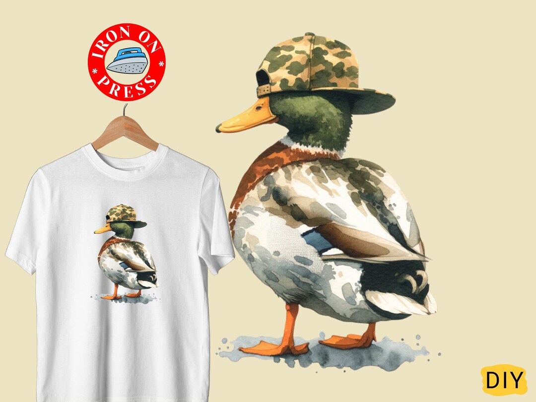 DTF, Camo Duck With Hat Dtf Transfer, Iron On, Camo Duck Dtf, Funny ...