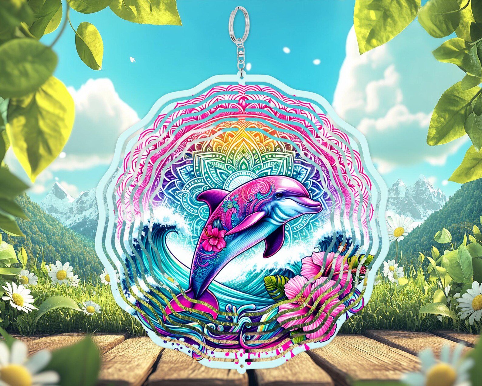 Dolphin Wind Spinner Png, Mandala Art, Ocean Theme, Sea Life Design ...