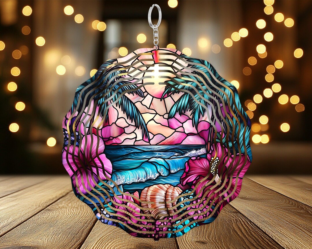 Wind Spinner Png, Tropical Beach Spinner, Palm Trees, Ocean Waves ...