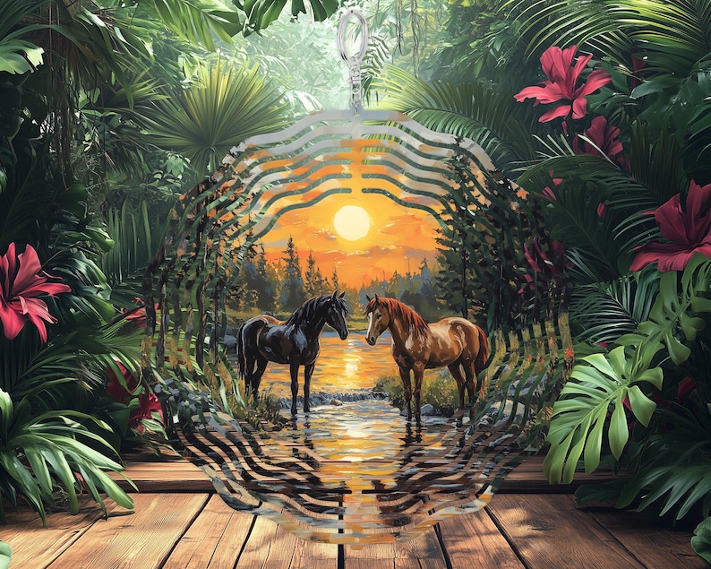 Horses Wind Spinner Png, Sunset Scene Png, Animals Art Png, Metal Wind ...