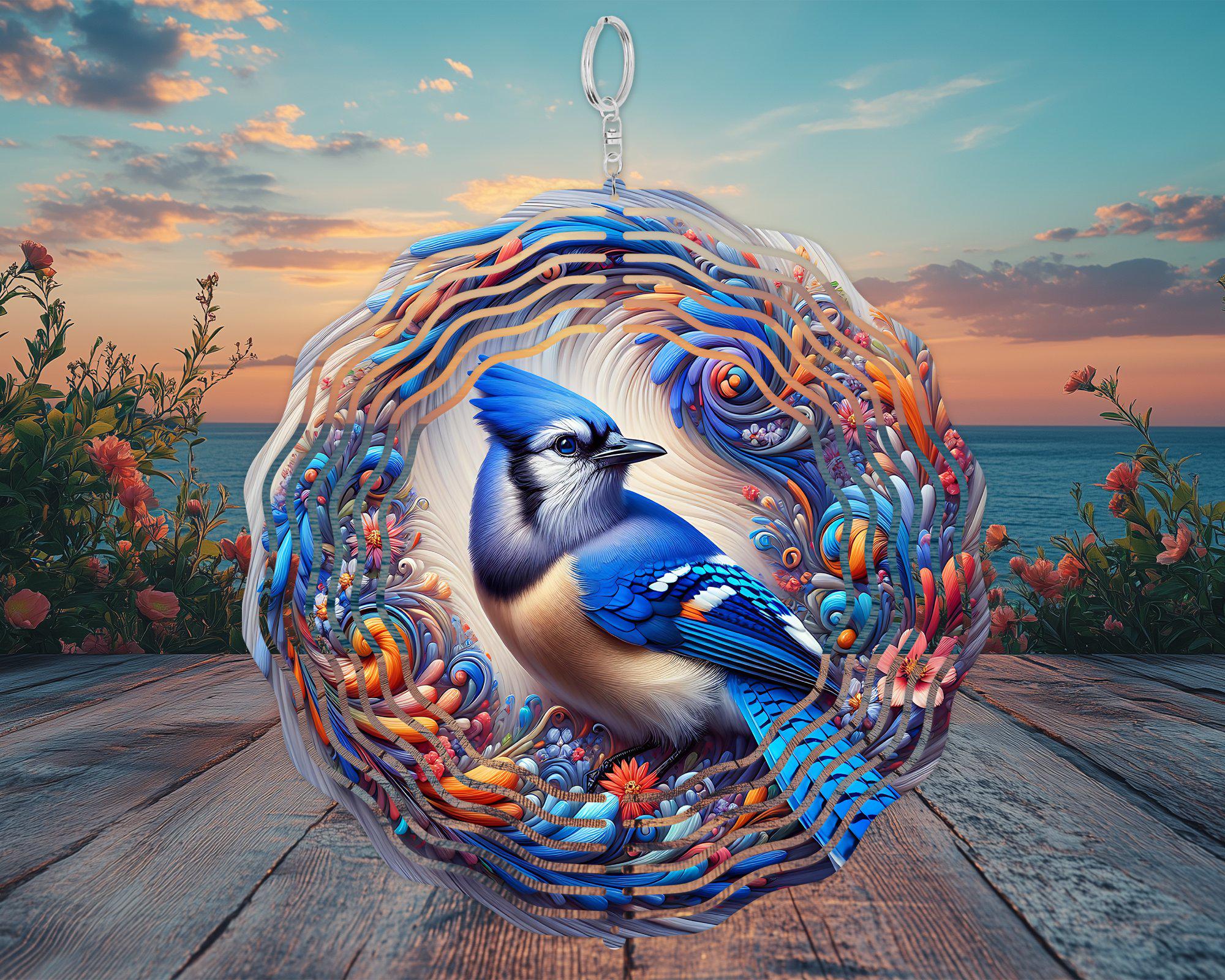Blue Jay Wind Spinner PNG Wind Spinner Sublimation Design, Round PNG ...