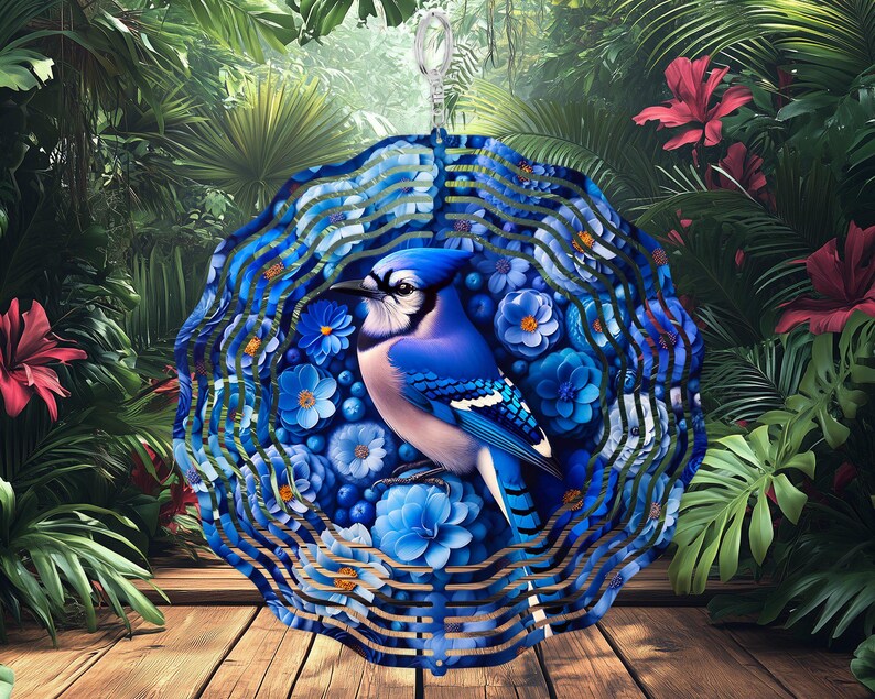 Blue Jay Wind Spinner PNG Wind Spinner Sublimation Design, Round PNG ...