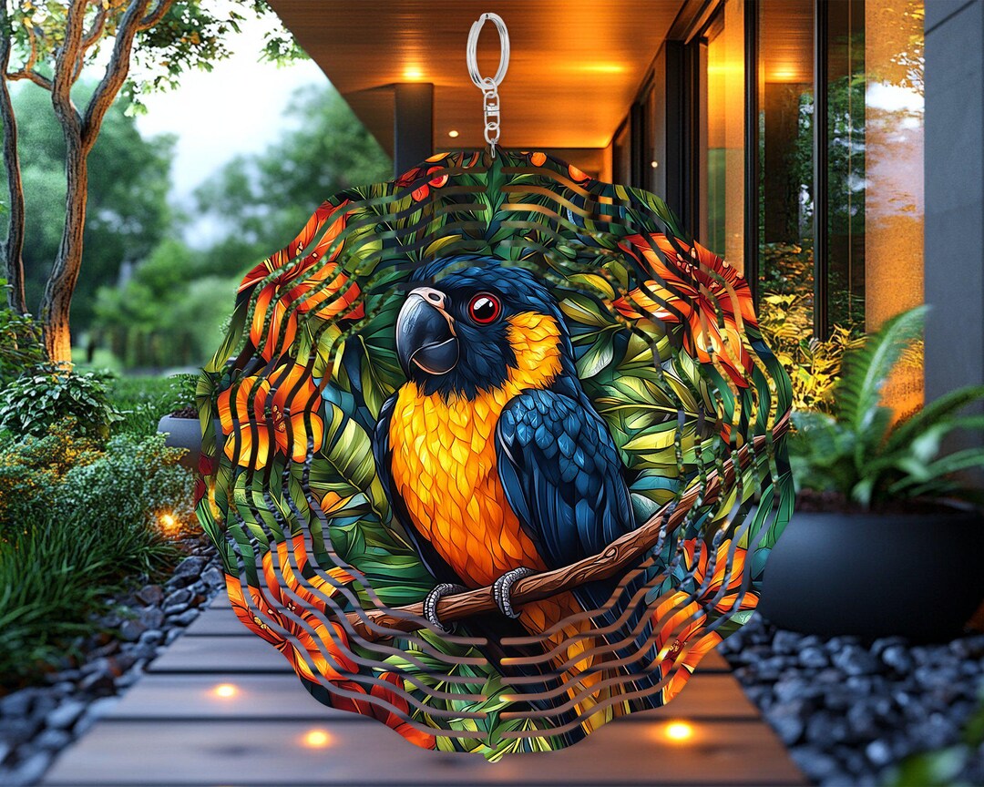 Tropical Parrot Wind Spinner PNG: Vibrant Garden Decor (digital ...