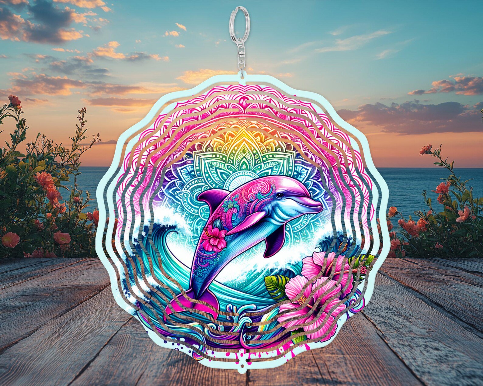 Dolphin Wind Spinner Png, Mandala Art, Ocean Theme, Sea Life Design ...