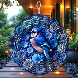 Blue Jay Wind Spinner PNG Wind Spinner Sublimation Design, Round PNG ...
