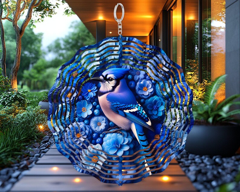 Blue Jay Wind Spinner PNG Wind Spinner Sublimation Design, Round PNG ...