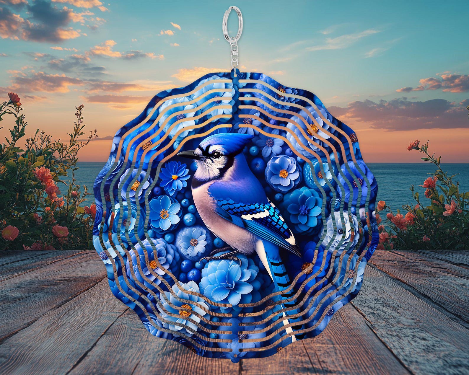 Blue Jay Wind Spinner PNG Wind Spinner Sublimation Design, Round PNG ...