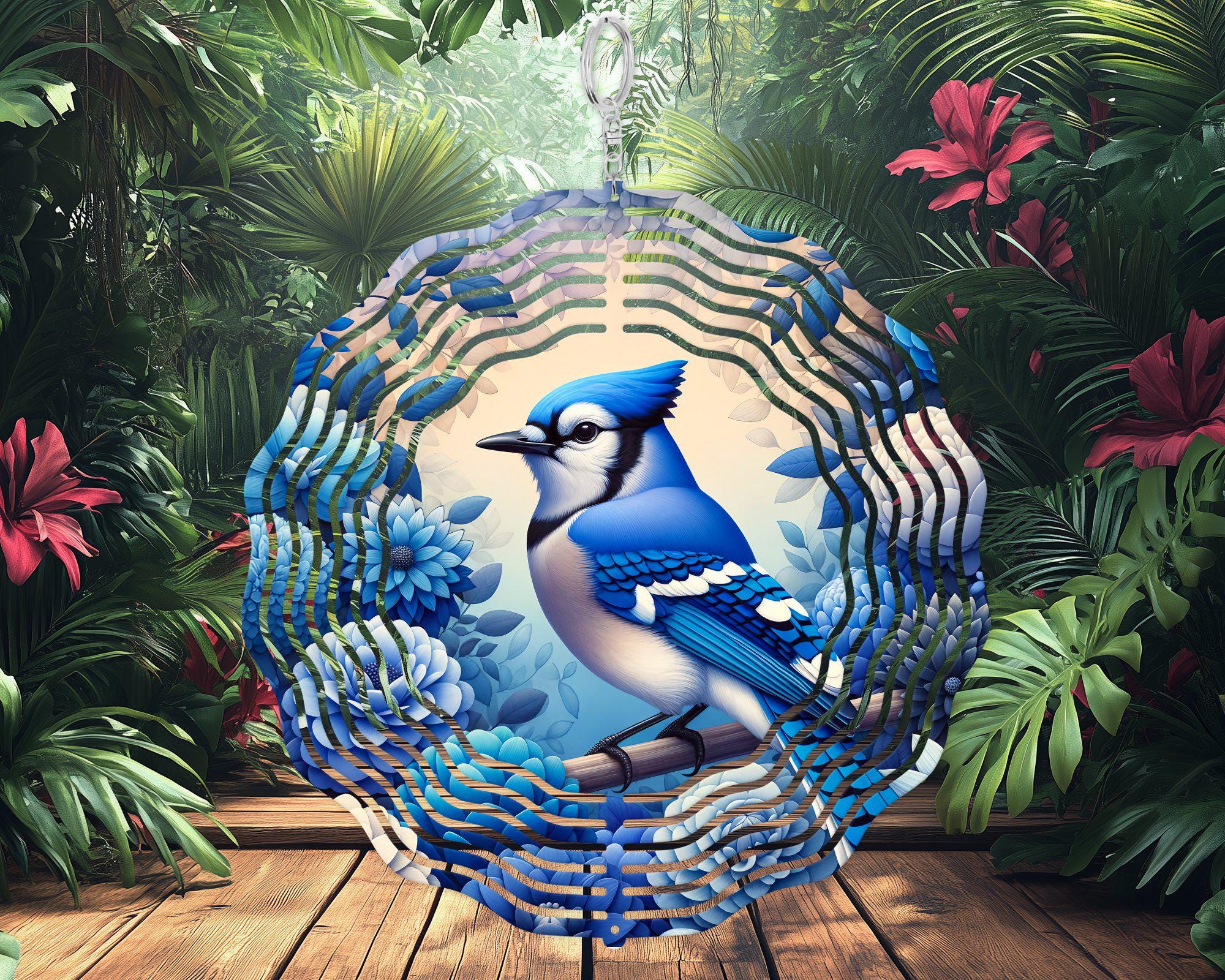 Blue Jay Wind Spinner PNG Wind Spinner Sublimation Design, Round PNG ...