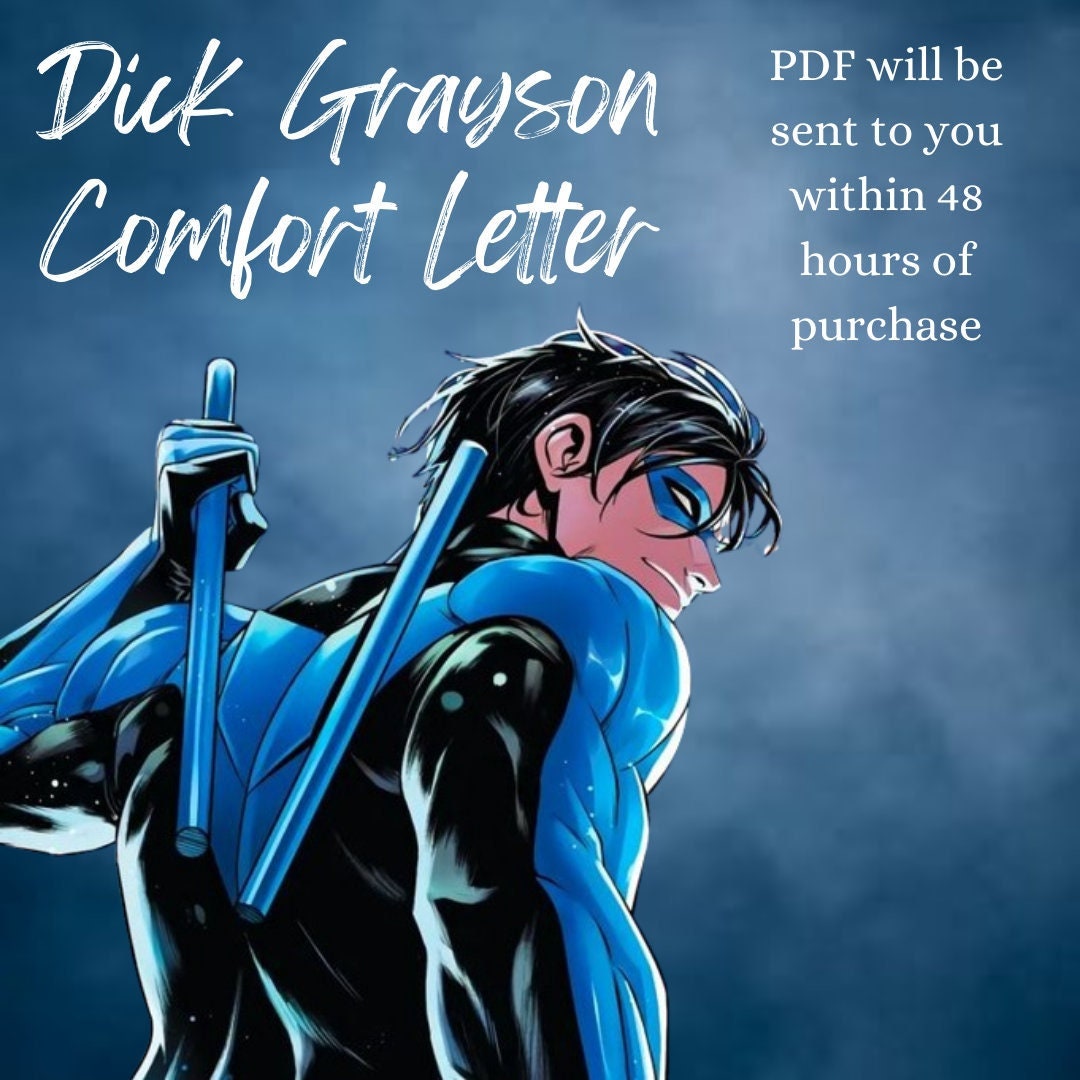 Dick Grayson Nightwing Comfort Character Digital Letter - Etsy