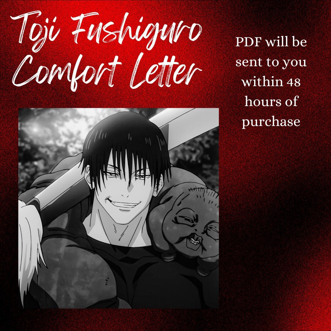 Toji Fushiguro Jujutsu Kaisen Comfort Character Digital Letter - Etsy