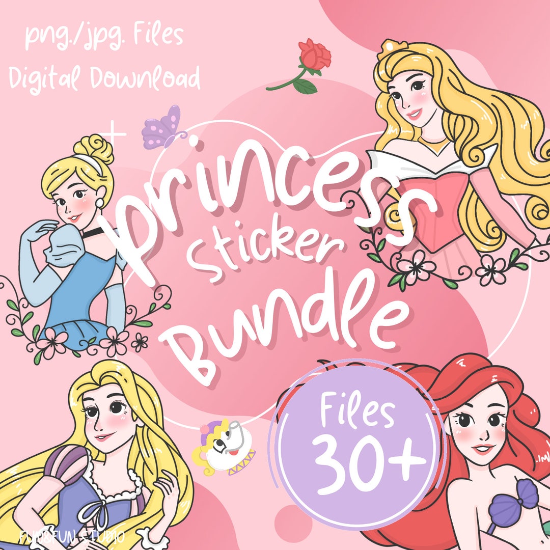 Cartoon Sticker PNG Pack Princess Cartoon Sticker Set Cartoon PNG ...