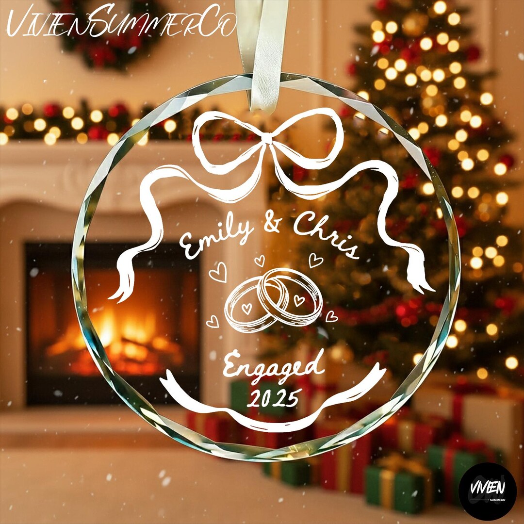 Personalized Engagement Ornament, Engaged Couples Bauble, Christmas ...