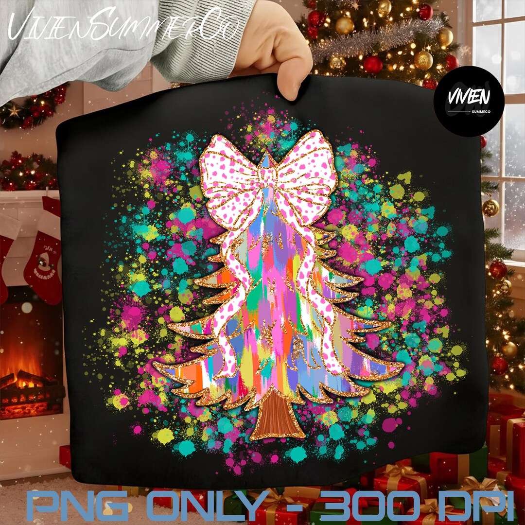 Preppy Christmas Tree PNG, Merry and Bright Png, Messy Hand Drawn, Hot ...