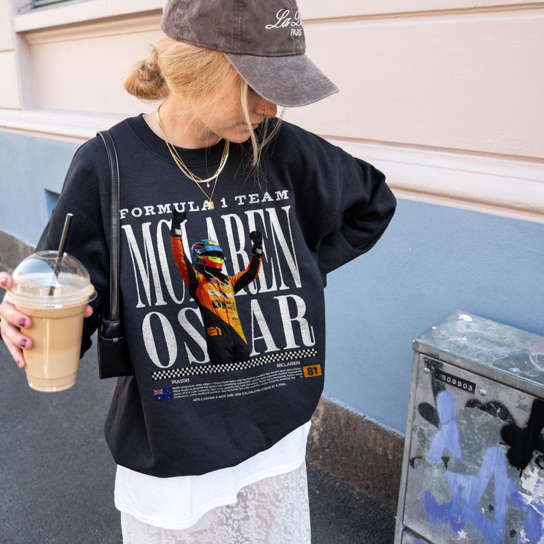 Oscar Piastri Mclaren Merch, Retro Piastri F1 Crewneck, Vintage Formula ...