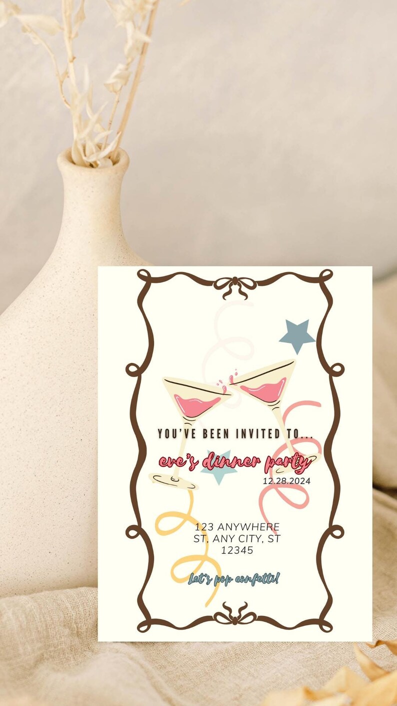 Editable Party Invitation, Simple Whimsical Design, Printable Party ...
