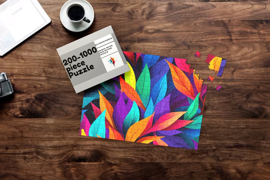 Colorful Leaf Jigsaw Puzzle Pattern Unique Design Vibrant Colors Brain ...
