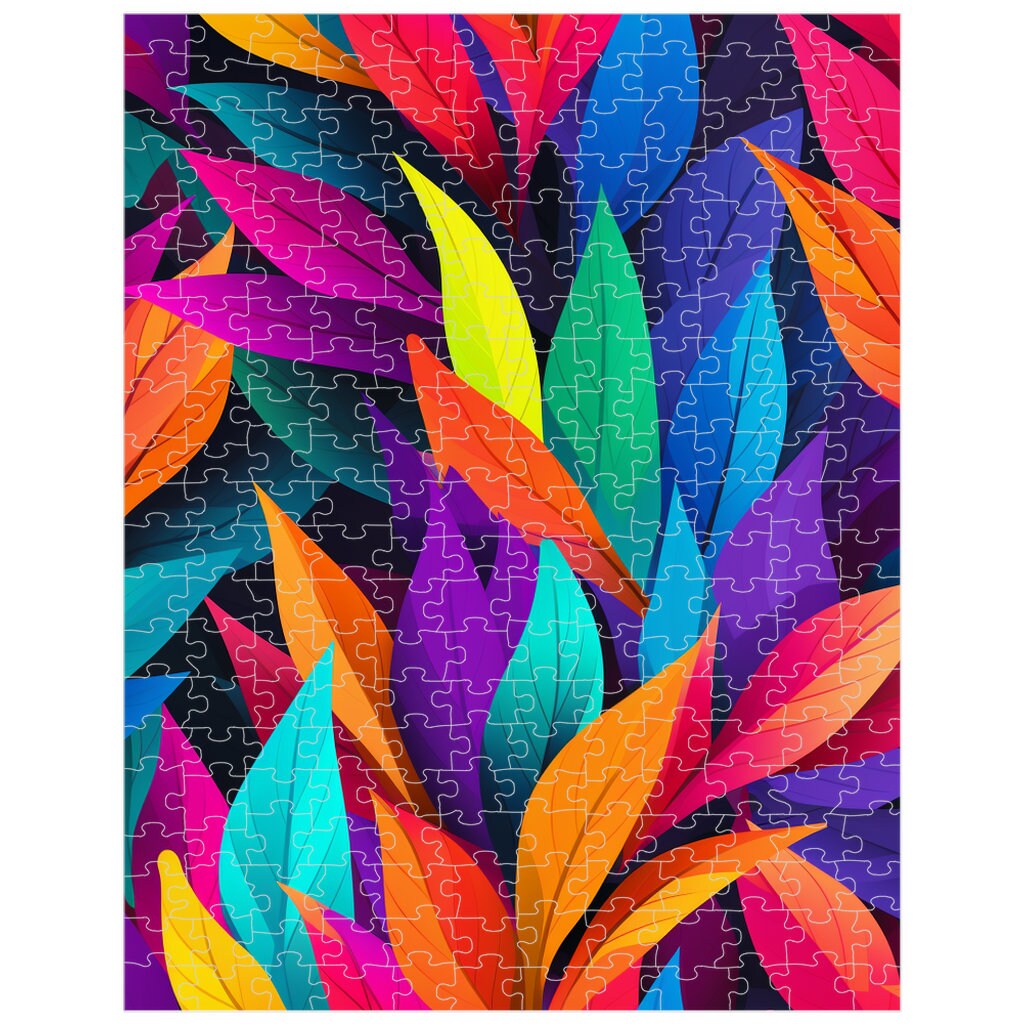 Colorful Leaf Jigsaw Puzzle Pattern Unique Design Vibrant Colors Brain ...
