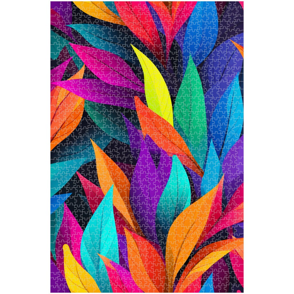 Colorful Leaf Jigsaw Puzzle Pattern Unique Design Vibrant Colors Brain ...