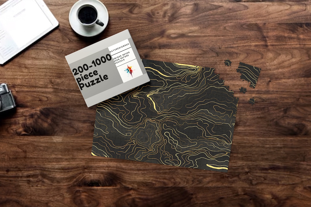Black and Gold Puzzle Topography Hard Brain Teaser Challenge for All ...