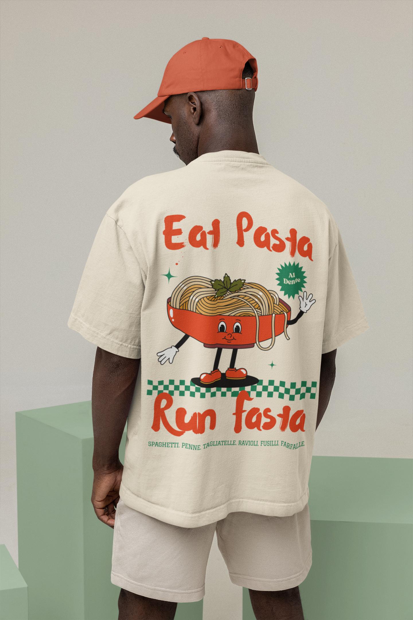 Eat Pasta Run Fasta, Pasta Lover Club, Trendy Graphic Retro Oversized ...