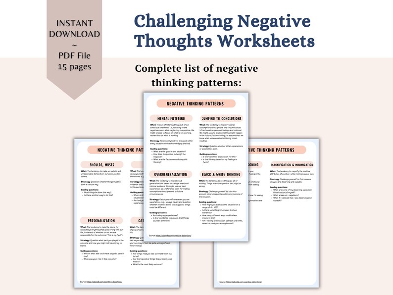 Cognitive Distortions Challenging Negative Self Talk Negative Thought ...