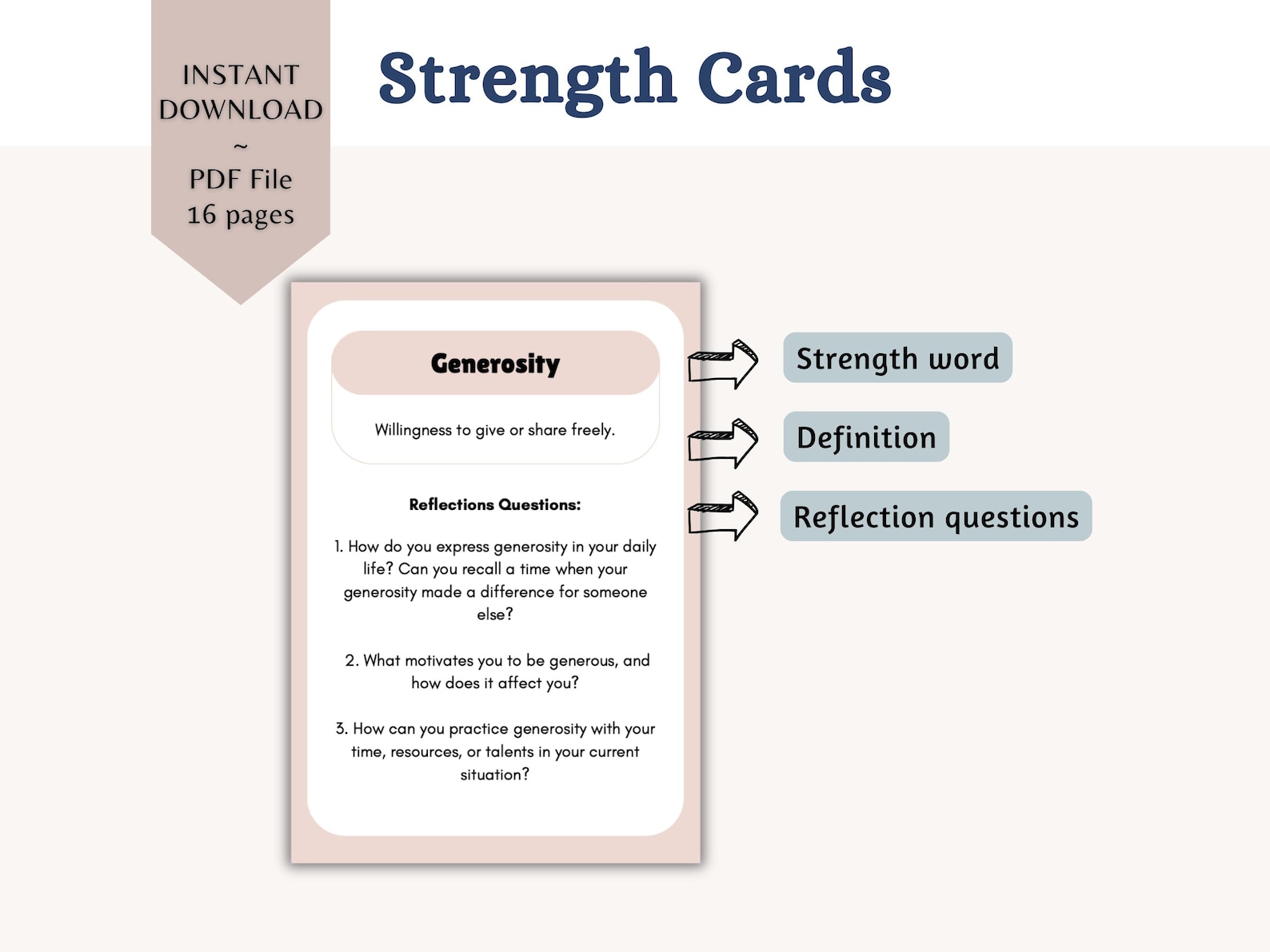 Strengths Based Cards Inner Strength Worksheets Self-esteem Tool ...