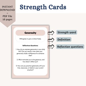 Strengths Based Cards Inner Strength Worksheets Self-esteem Tool ...