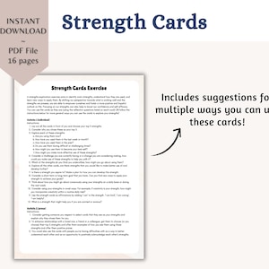 Strengths Based Cards Inner Strength Worksheets Self-esteem Tool ...